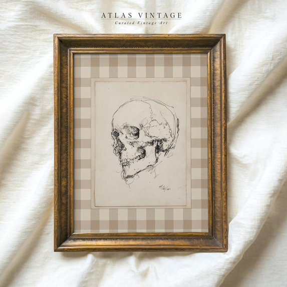 Dopaprint UNFRAMED PAPER POSTER Vintage Hal.Low.Een Skull Ink Drawing ...