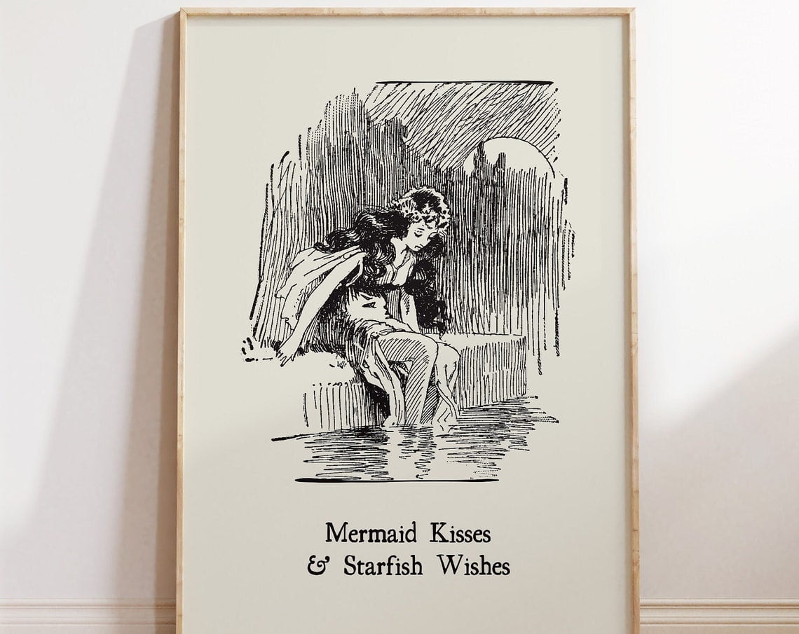 Dopaprint UNFRAMED PAPER POSTER Vintage Mermaid Poster Beach House ...