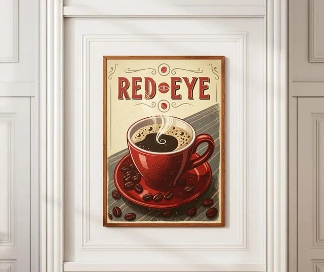 Dopaprint UNFRAMED PAPER POSTER Vintage Red Eye Coffee Poster, Retro ...