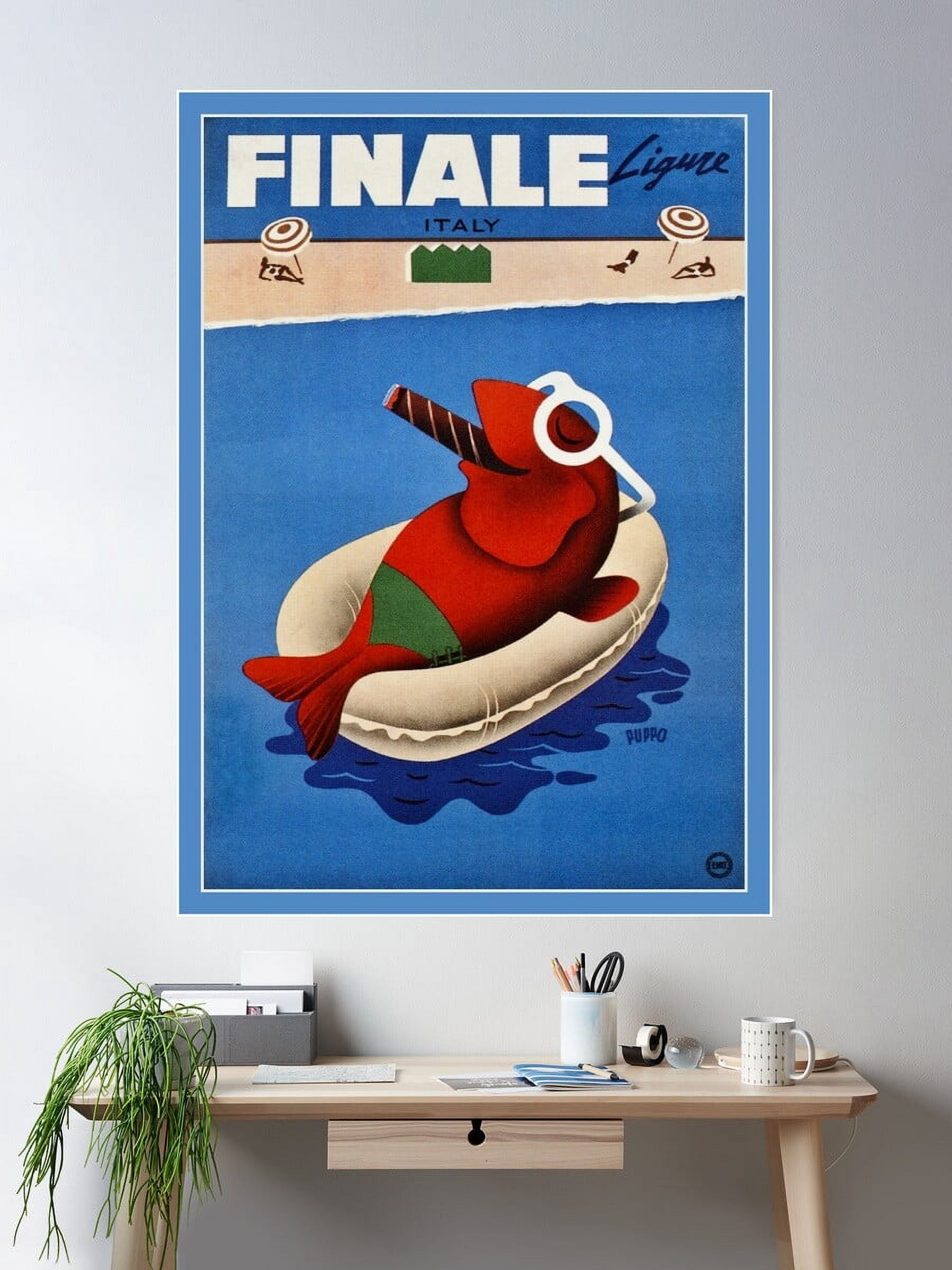 Dopaprint UNFRAMED PAPER POSTER Vintage Retro Finale Cute Fish Italian ...