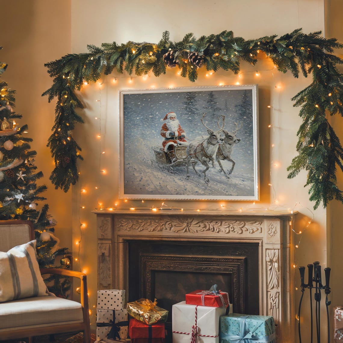 Dopaprint UNFRAMED PAPER POSTER Vintage San.Ta Sleigh Ride Art Print ...