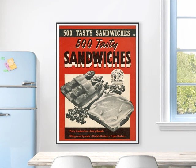 Dopaprint UNFRAMED PAPER POSTER Vintage Sandwich Poster, Retro Kitchen ...