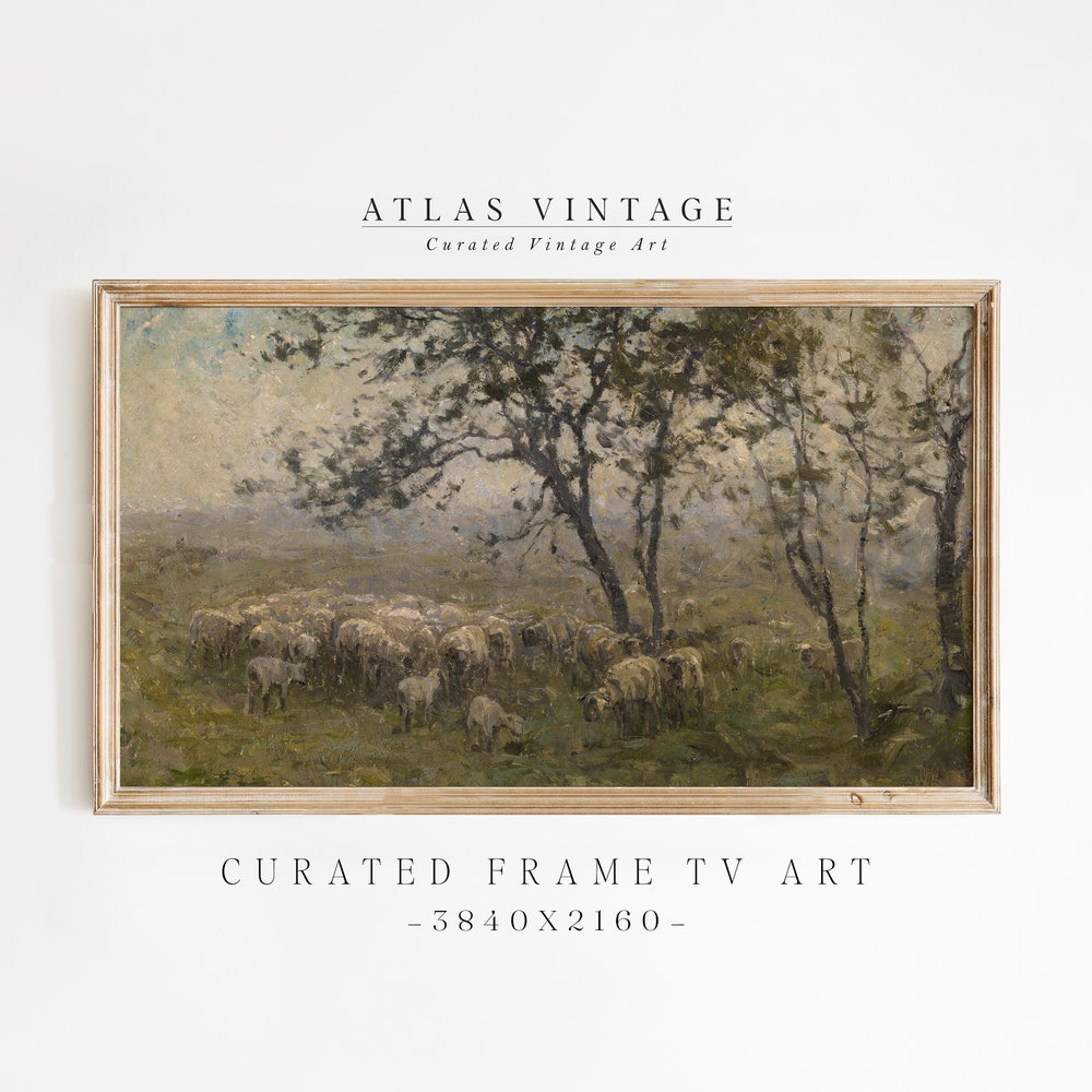 Dopaprint UNFRAMED PAPER POSTER Vintage Sheep Art, Spring Landscape Art ...