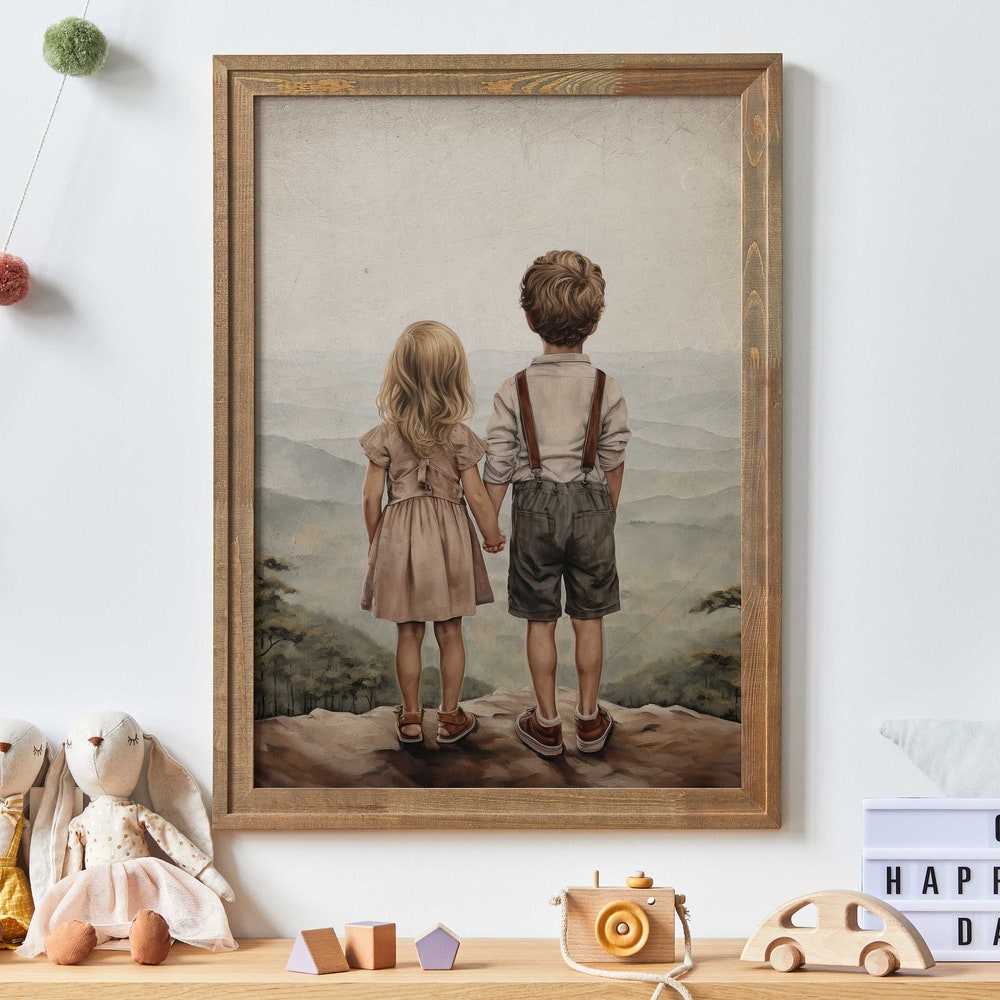 Dopaprint UNFRAMED PAPER POSTER Vintage Sibling Love Art Print ...