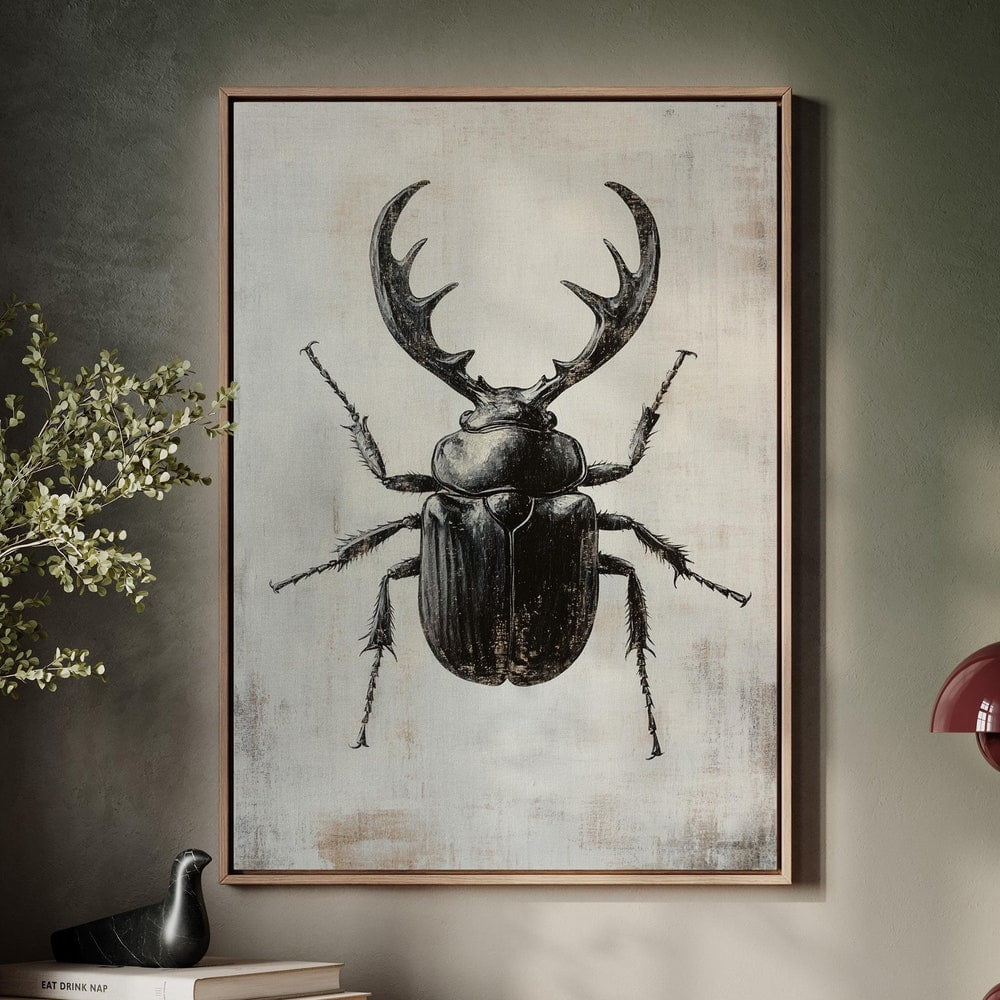 Dopaprint UNFRAMED PAPER POSTER Vintage Stag Beetle Illustration On ...