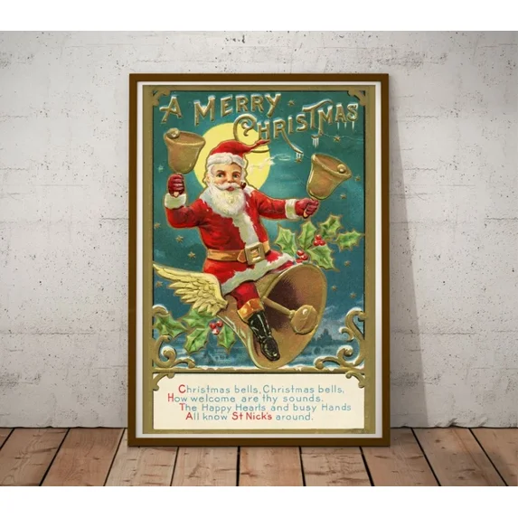Dopaprint UNFRAMED PAPER POSTER Vintage Style 1908 San.Ta Claus Chri.Stm.As Poster - Bells ...