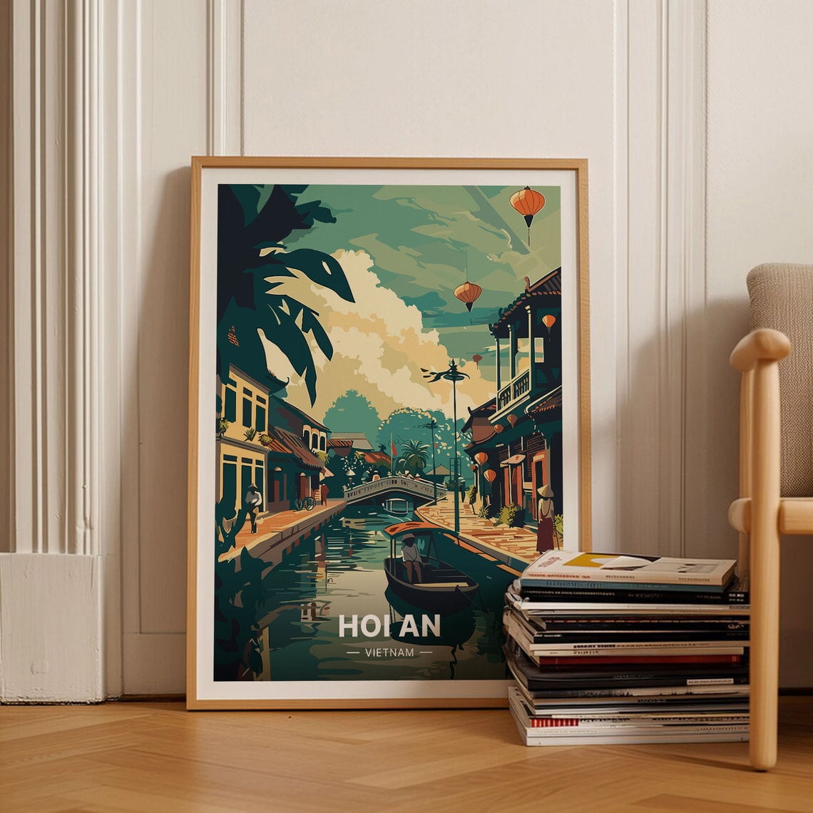 Dopaprint UNFRAMED PAPER POSTER Vintage-Style Hoi An Travel Poster ...