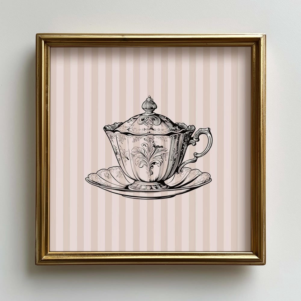 Dopaprint UNFRAMED PAPER POSTER Vintage Teacup Print, Pink Kitchen Wall ...