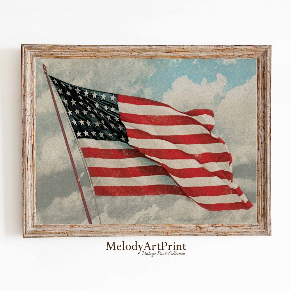 Dopaprint UNFRAMED PAPER POSTER Vintage Us Flag Painting, Usa Flag ...