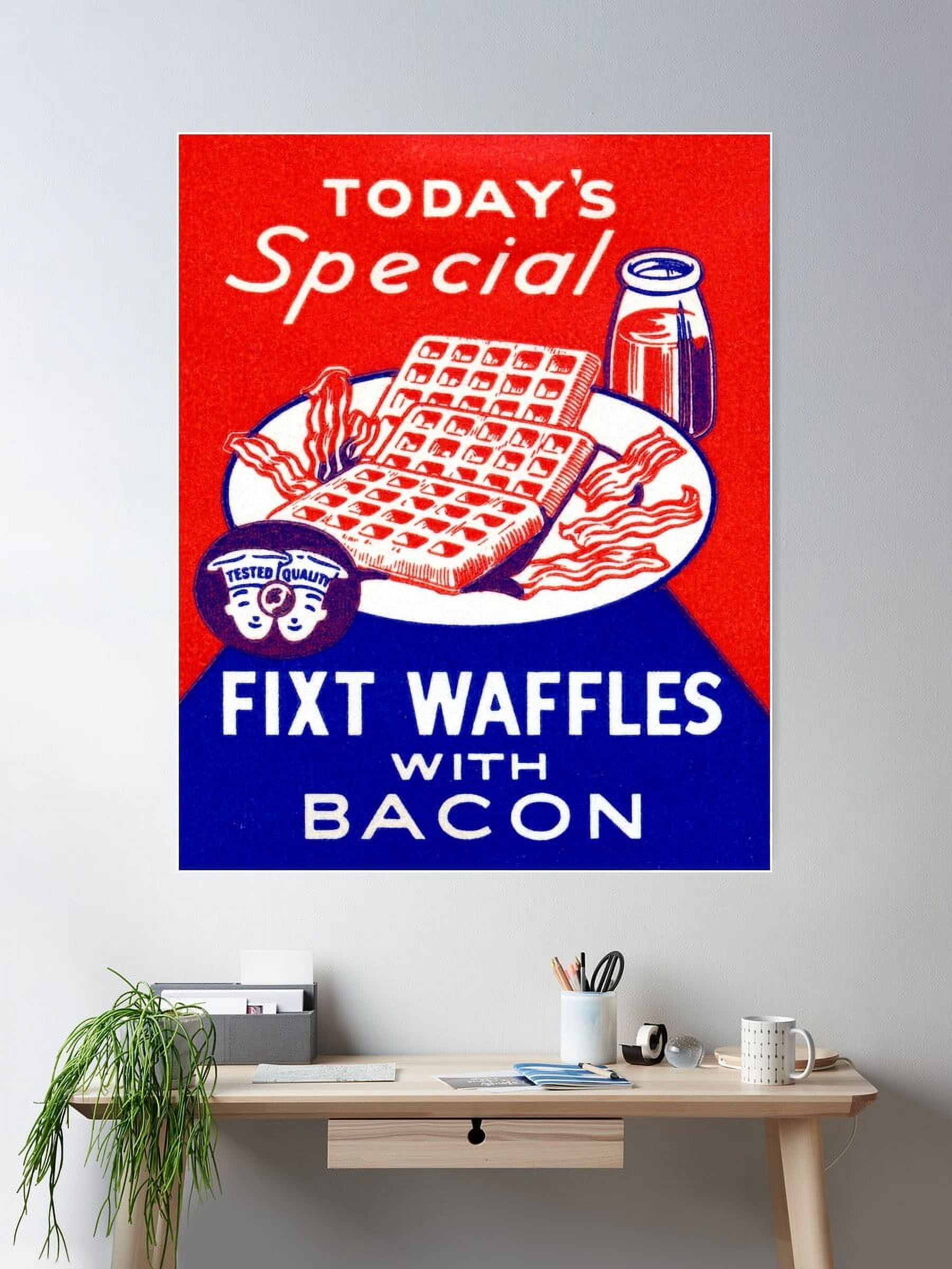 Dopaprint UNFRAMED PAPER POSTER Vintage Waffles And Bacon Poster Wall ...