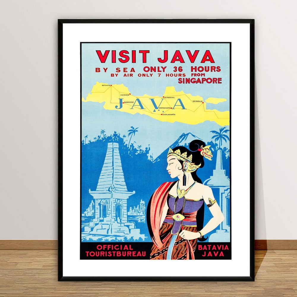 Dopaprint UNFRAMED PAPER POSTER Visit Java, Indonesia Vintage Travel ...