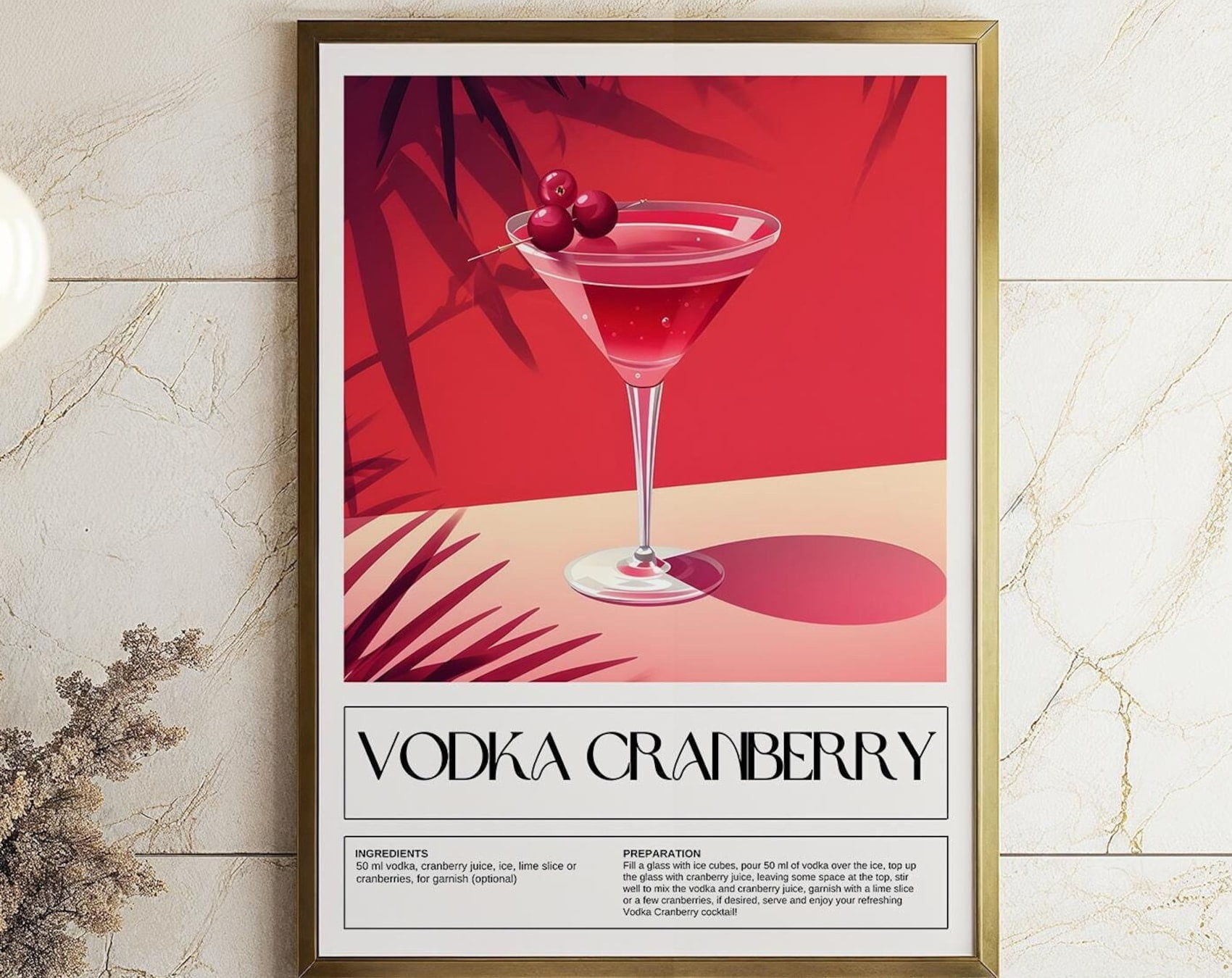 Dopaprint UNFRAMED PAPER POSTER Vodka Cranberry Recipe Art Print Bold ...