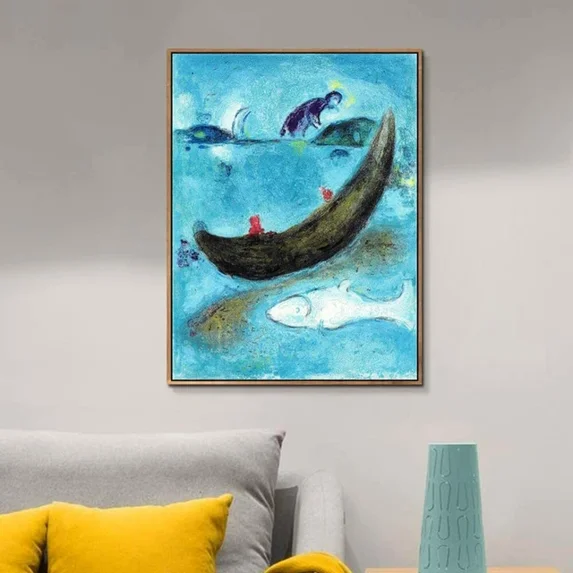 Dopaprint UNFRAMED PAPER POSTER Wall Art Boat And Fish By Marc Chagall ...