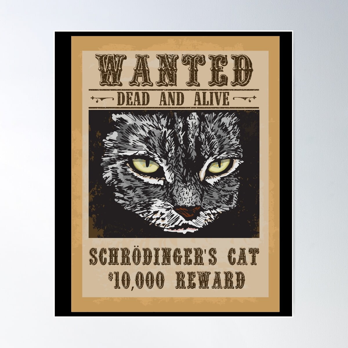 Dopaprint UNFRAMED PAPER POSTER Wanted Dead And Alive Schrodinger'S Cat Quantum Mechanic Gift ...