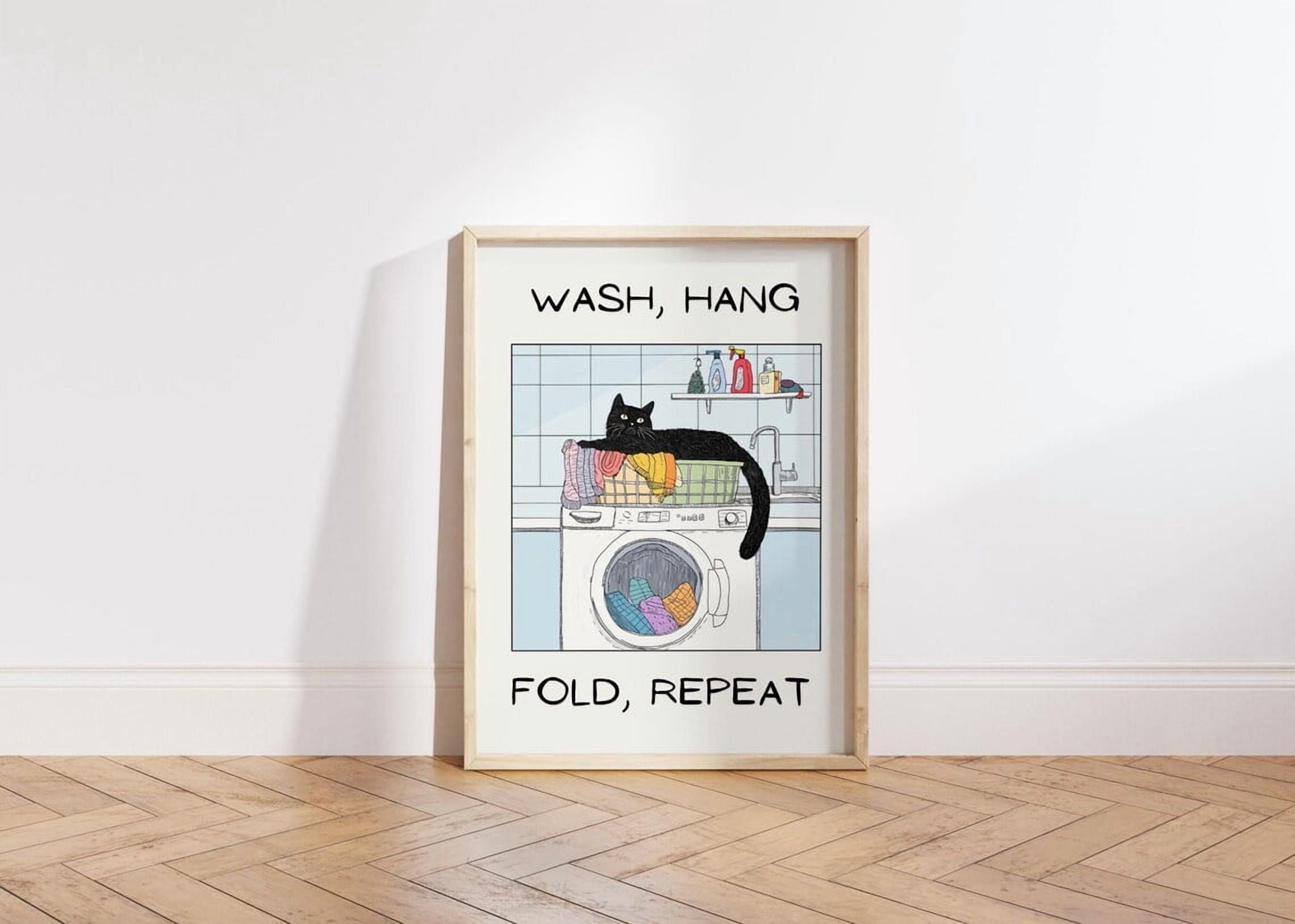 Dopaprint UNFRAMED PAPER POSTER Wash Hang Fold Repeat Cat Print, Cute ...
