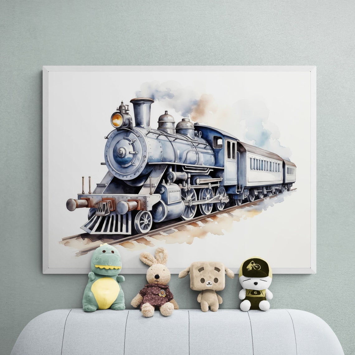 Dopaprint UNFRAMED PAPER POSTER Watercolor Steam Locomotive Train Print ...