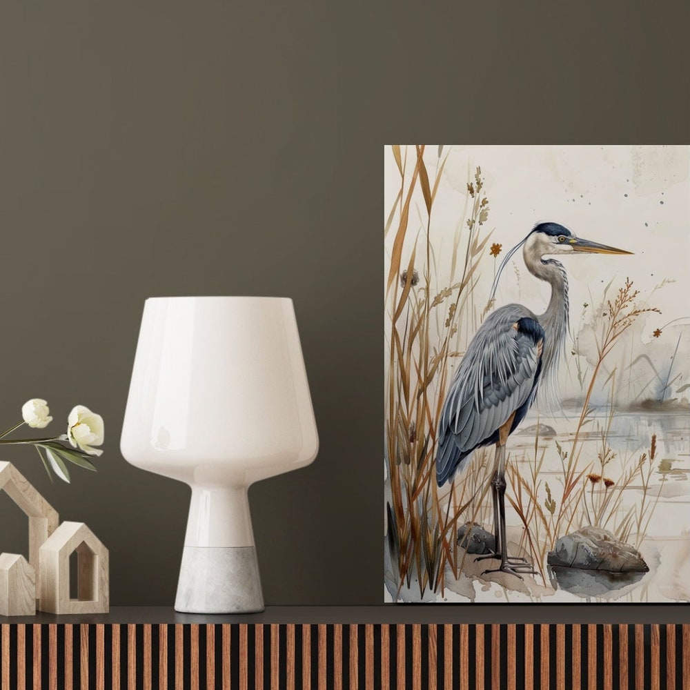 Dopaprint UNFRAMED PAPER POSTER Watercolor Style Blue Herron Ready To ...
