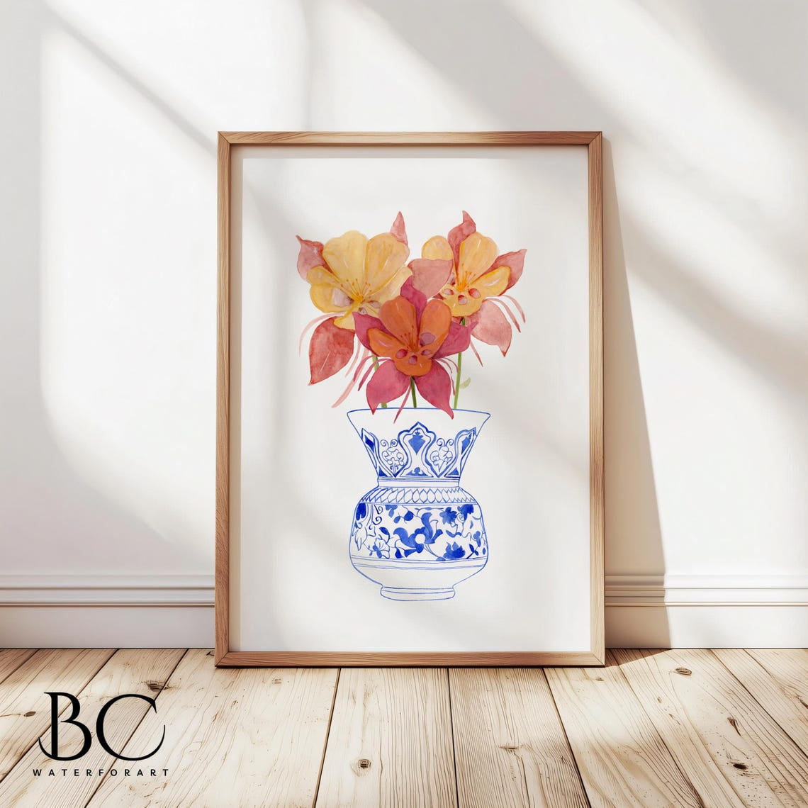 Dopaprint UNFRAMED PAPER POSTER Watercolor Style Columbine In A Blue ...