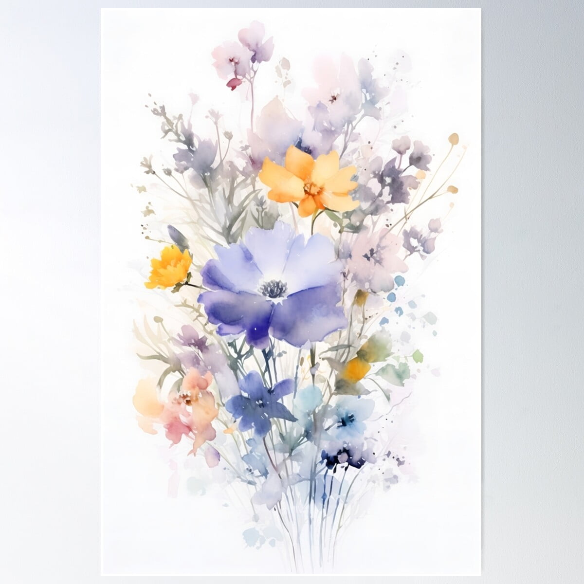Dopaprint UNFRAMED PAPER POSTER Watercolor Style Garden Plants And ...