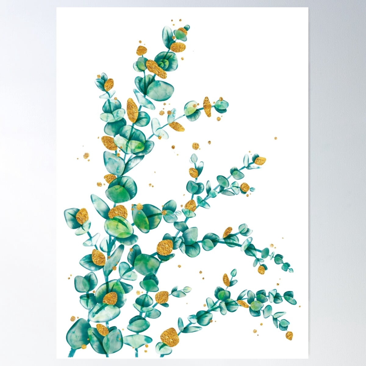 Dopaprint UNFRAMED PAPER POSTER Watercolor Style Green And Gold ...