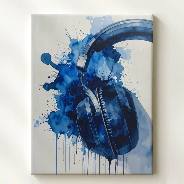 Dopaprint UNFRAMED PAPER POSTER Watercolor Style Headphones Abstract ...