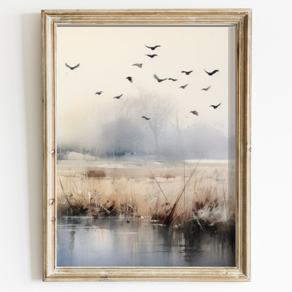Dopaprint UNFRAMED PAPER POSTER Watercolor Style Landscape Art, Bird ...