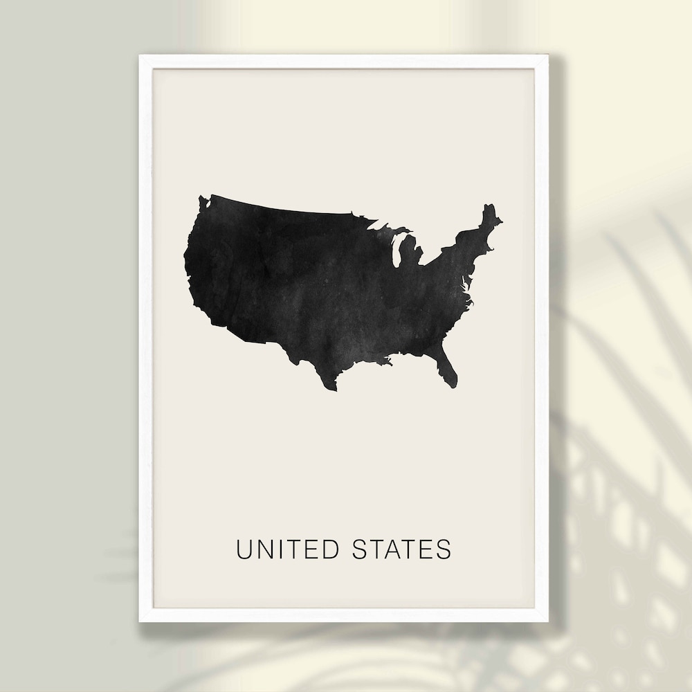 Dopaprint UNFRAMED PAPER POSTER Watercolor Style United States Map ...
