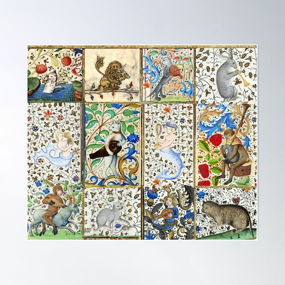 Dopaprint UNFRAMED PAPER POSTER Weird Medieval Bestiary Playing Musical ...