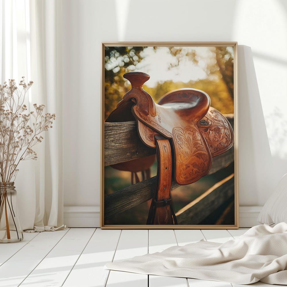 Dopaprint UNFRAMED PAPER POSTER Western Saddle Poster Print Rustic ...