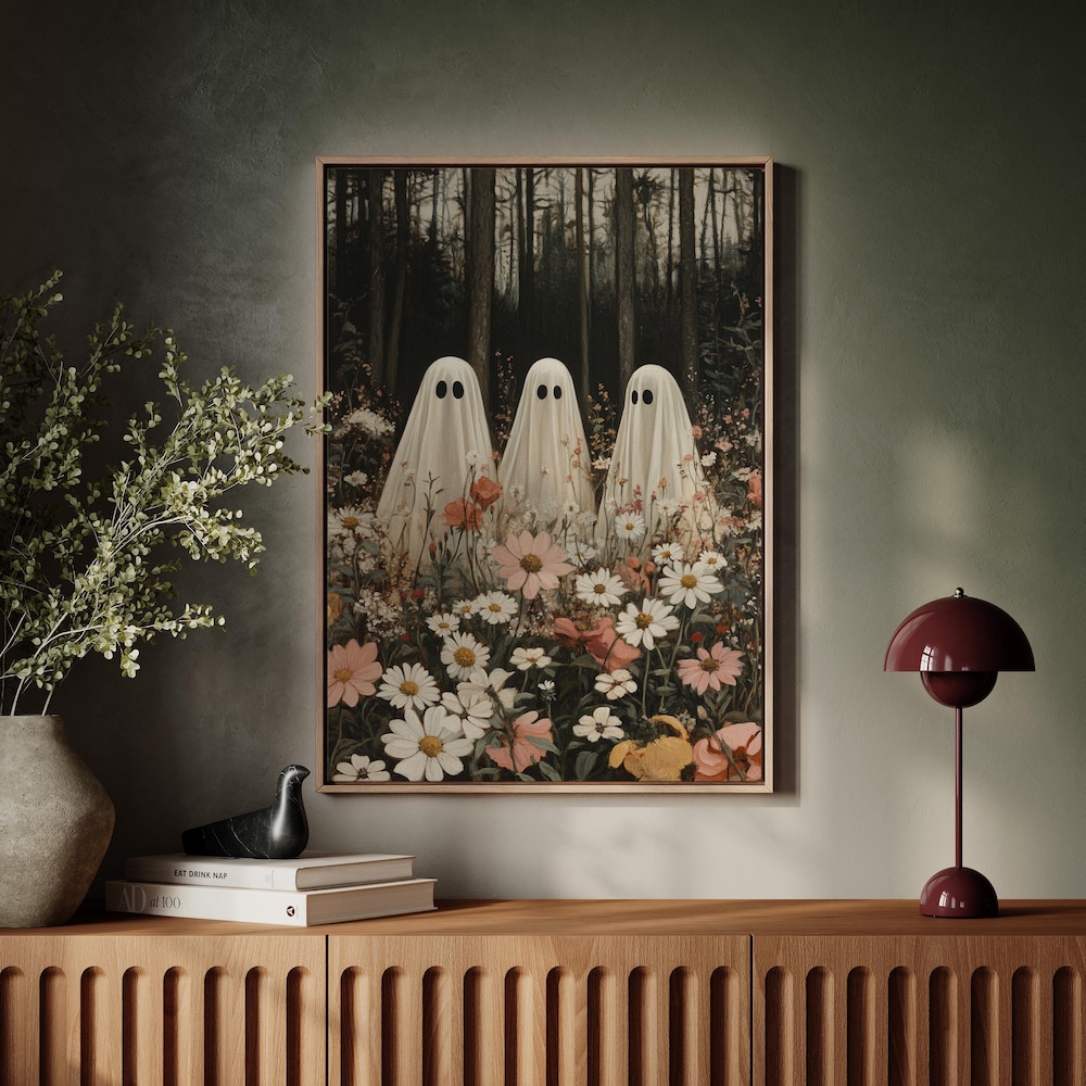 Dopaprint UNFRAMED PAPER POSTER Whimsical Ghost Trio In Wildflower ...
