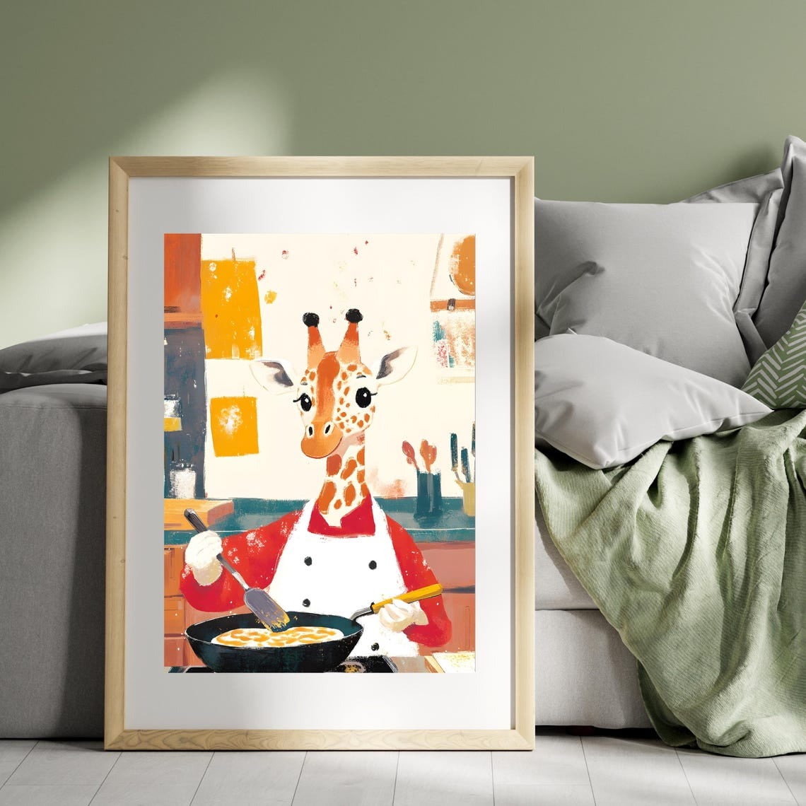 Dopaprint UNFRAMED PAPER POSTER Whimsical Giraffe Chef Poster, Cute ...