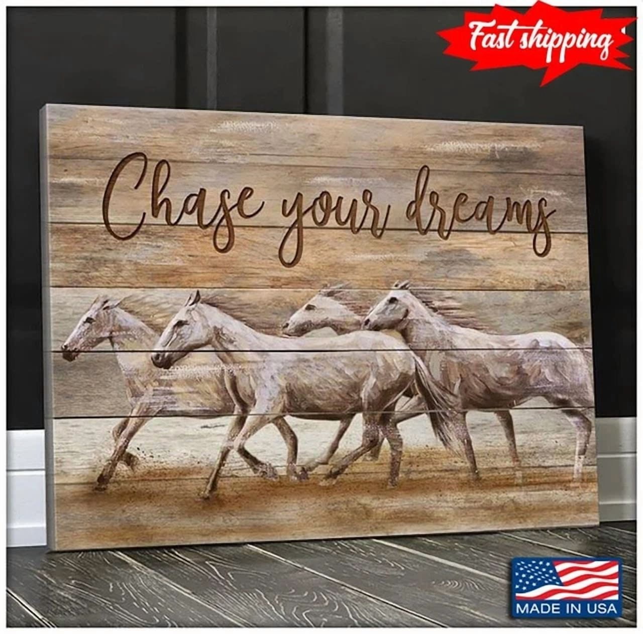 Dopaprint UNFRAMED PAPER POSTER White Horses Running Chase Your Dreams Art - Walmart.com