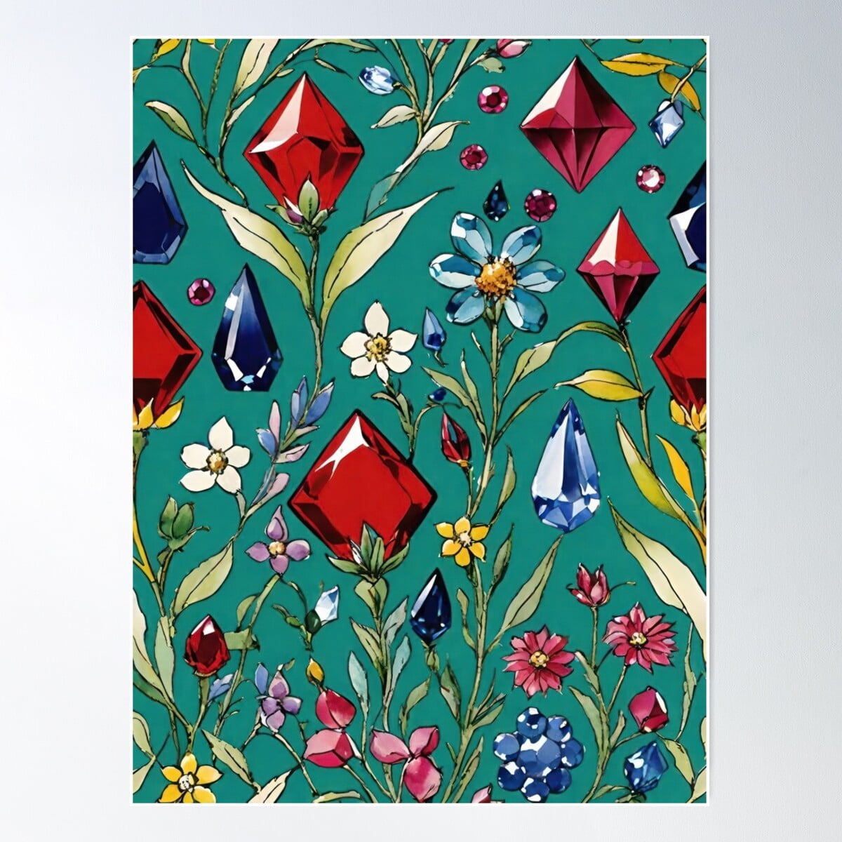 Dopaprint UNFRAMED PAPER POSTER Wildflower Gems Jewels And Gemstones ...