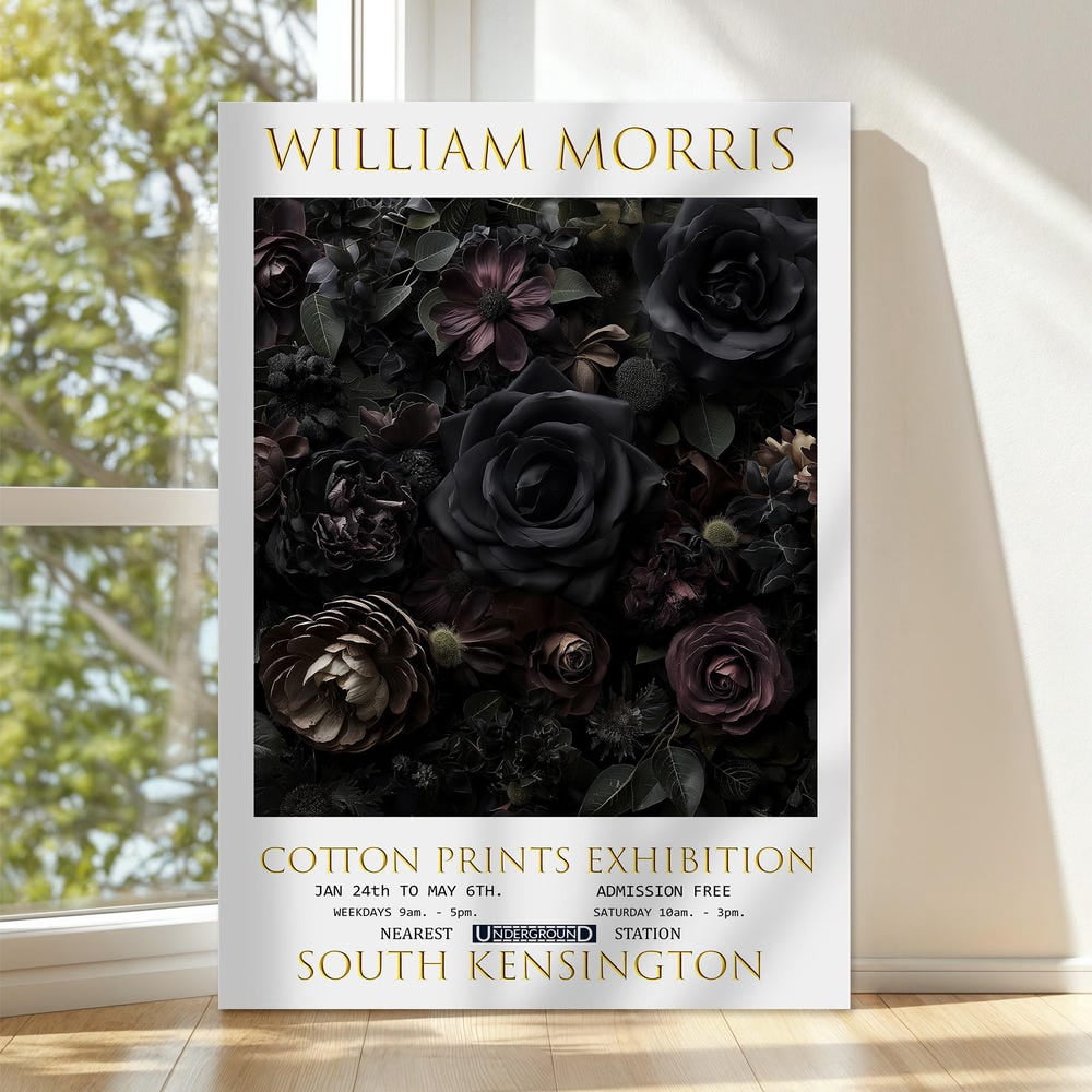 Dopaprint UNFRAMED PAPER POSTER William Morris Black Roses Art, William ...