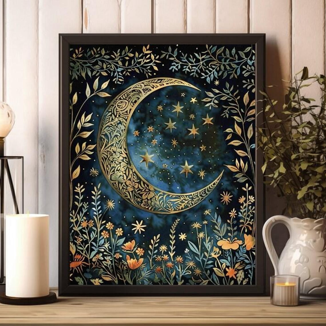 Dopaprint UNFRAMED PAPER POSTER William Morris Moon And Stars Print ...