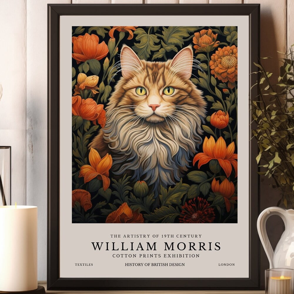 Dopaprint UNFRAMED PAPER POSTER William Morris Tabby Cat Print, William ...
