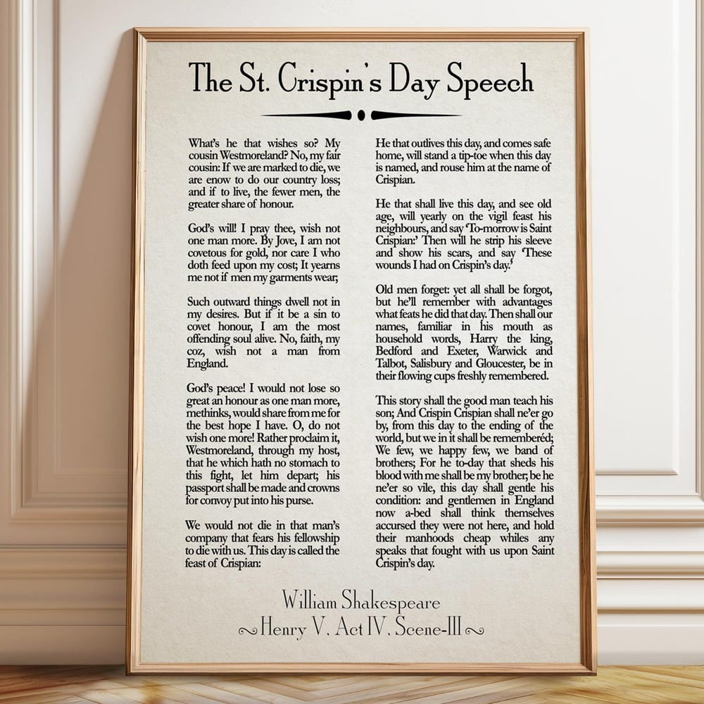 Dopaprint UNFRAMED PAPER POSTER William Shakespeare Quote St. Crispin'S ...