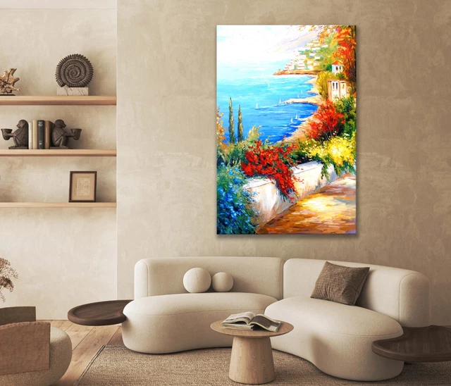 Dopaprint UNFRAMED PAPER POSTER Winding Blossom Path Bordered By Sea ...