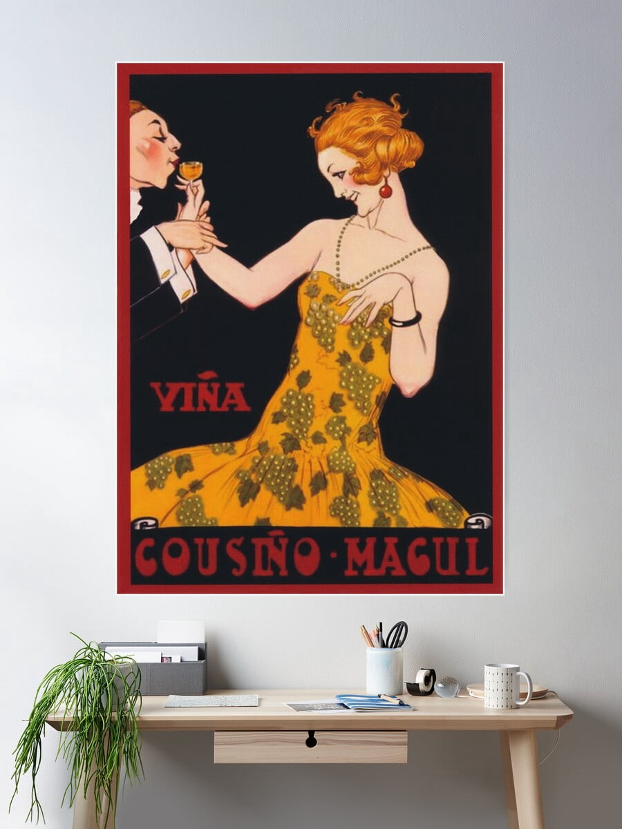 Dopaprint UNFRAMED PAPER POSTER Wine, Vintage Beverage Poster, Woman In ...