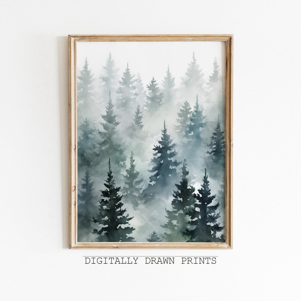 Dopaprint UNFRAMED PAPER POSTER Winter Pine Trees, Vintage Winter Decor ...