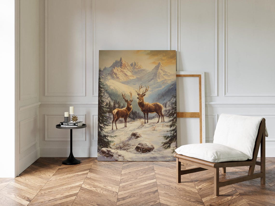 Dopaprint UNFRAMED PAPER POSTER Winter Stag Wall Art Majestic Deer In ...