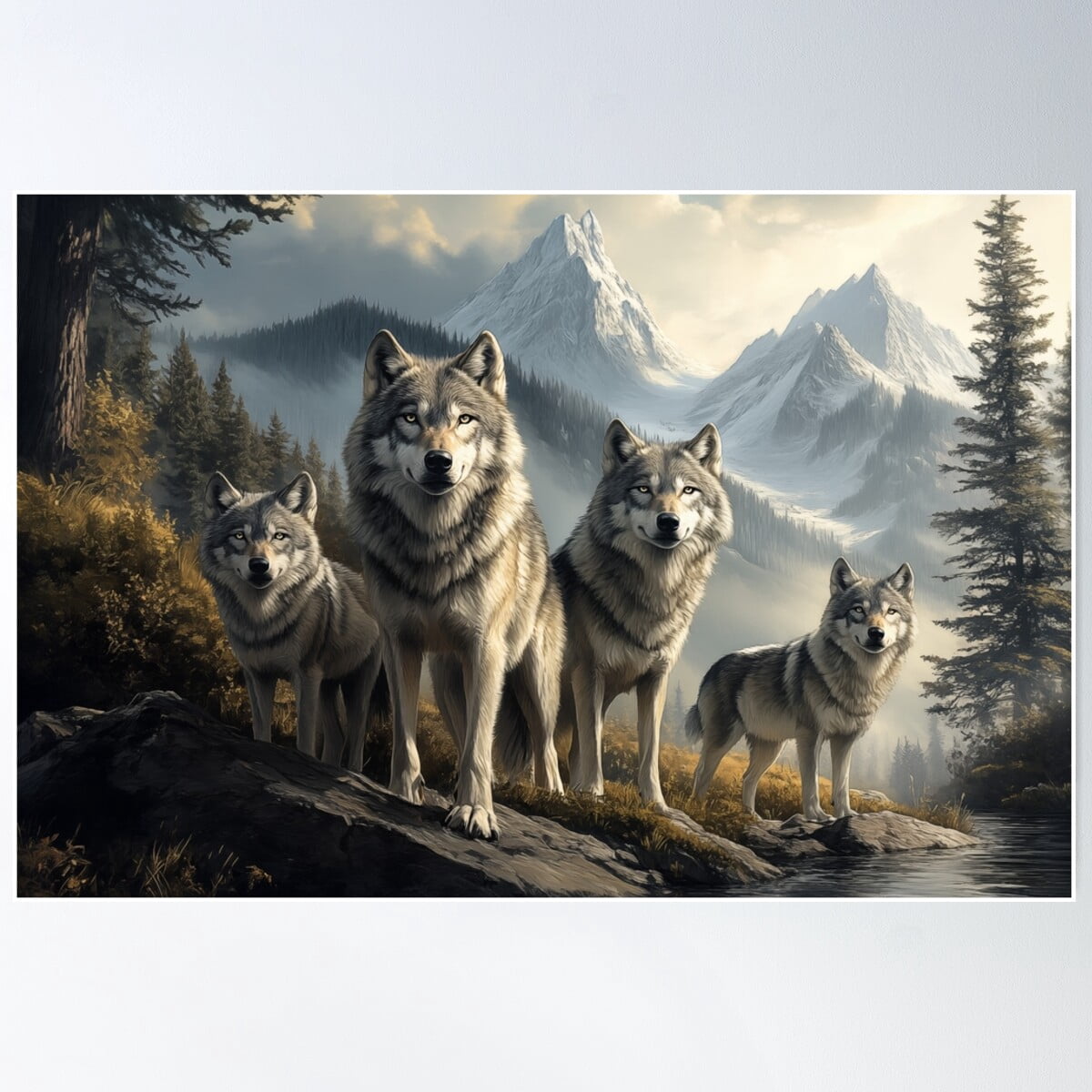 Dopaprint UNFRAMED PAPER POSTER Wolf Pack In Mountain Landscape Poster ...