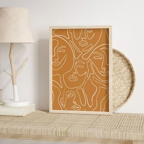 Dopaprint UNFRAMED PAPER POSTER Woman Face Burnt Orange Art Poster Art ...