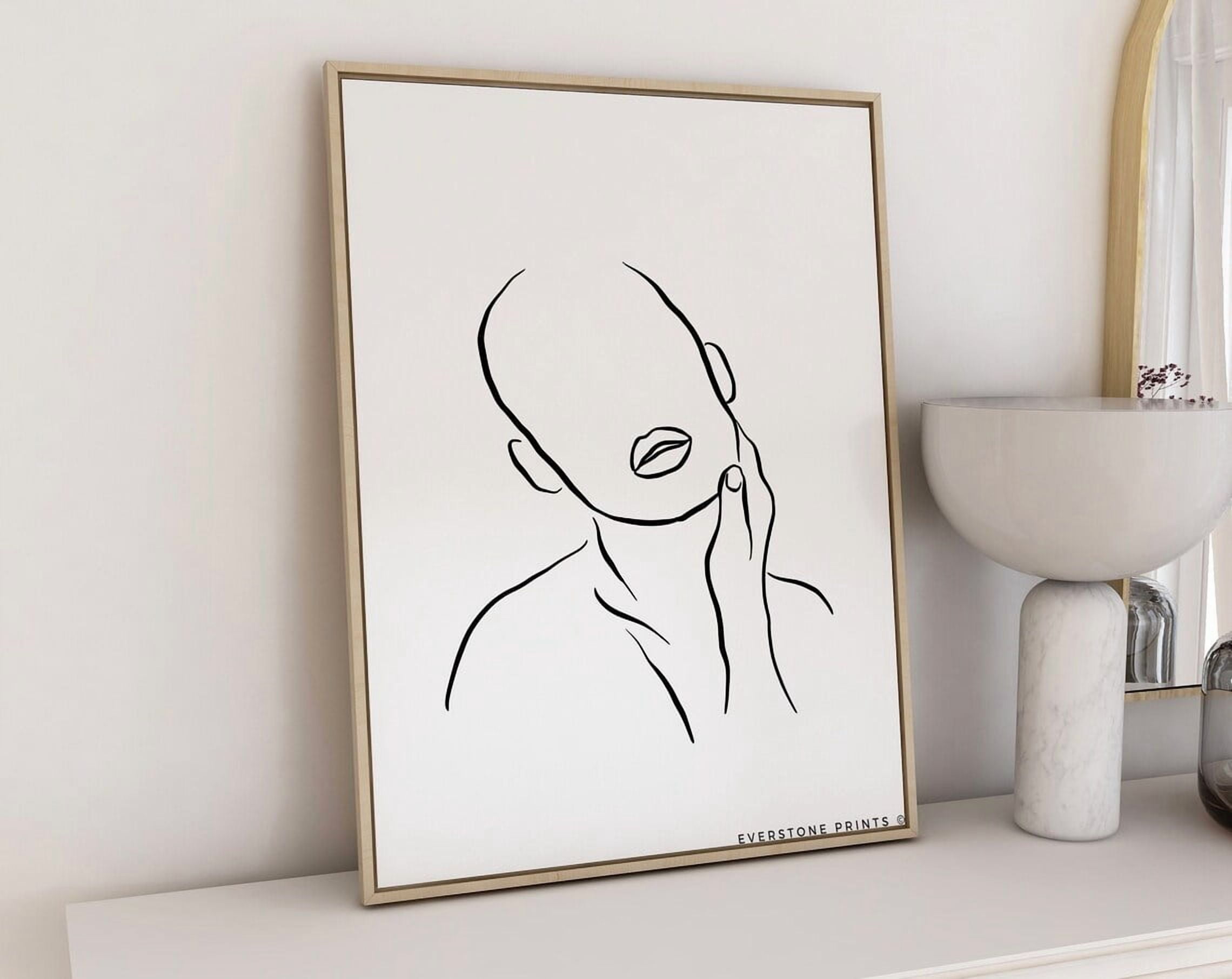 Dopaprint UNFRAMED PAPER POSTER Woman Face Line Art, Female Figure Art ...
