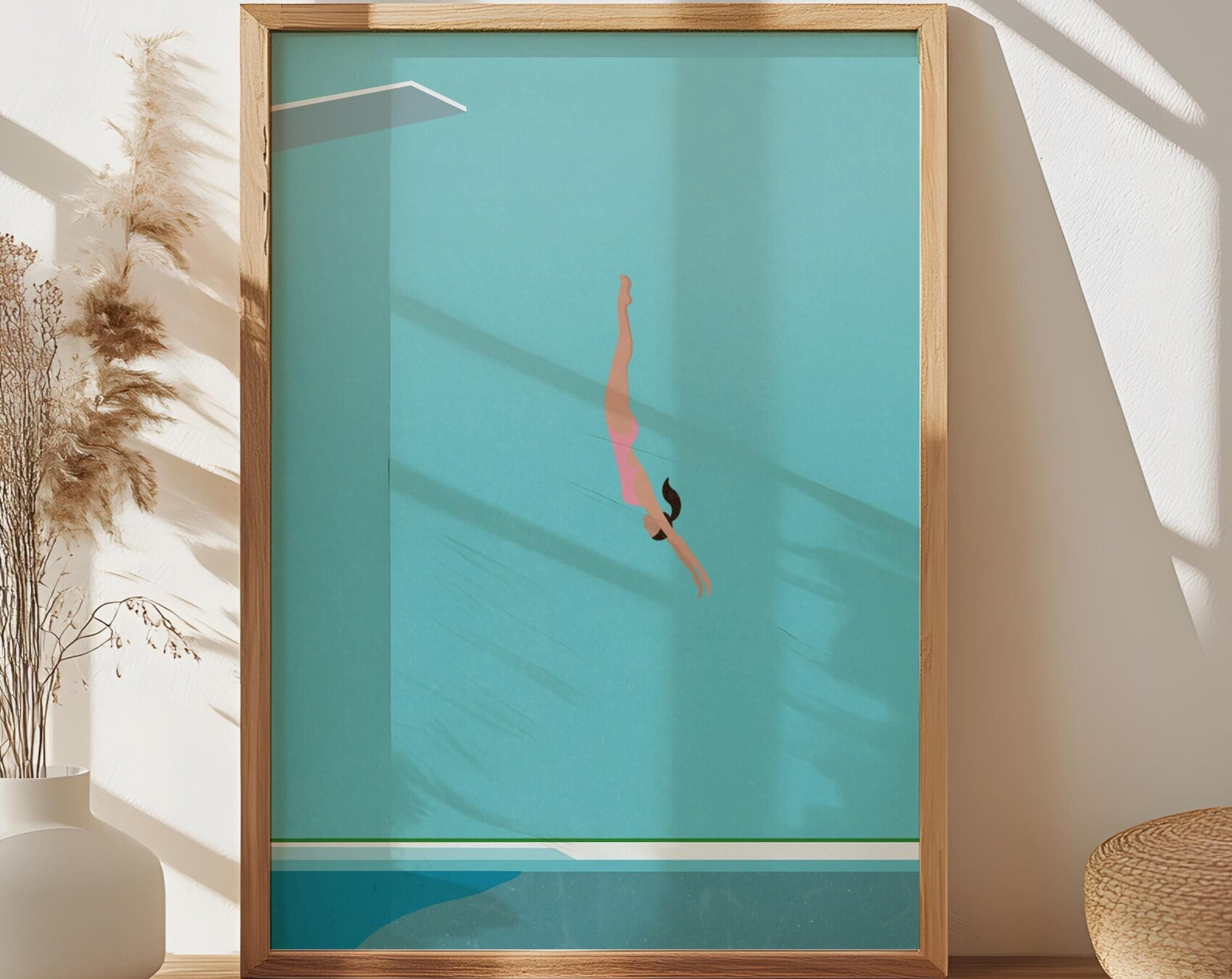 Dopaprint UNFRAMED PAPER POSTER Woman Jumping In Pool Print, Diving In ...