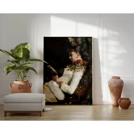 Dopaprint UNFRAMED PAPER POSTER Woman Reading Book Vintage Poster Art ...