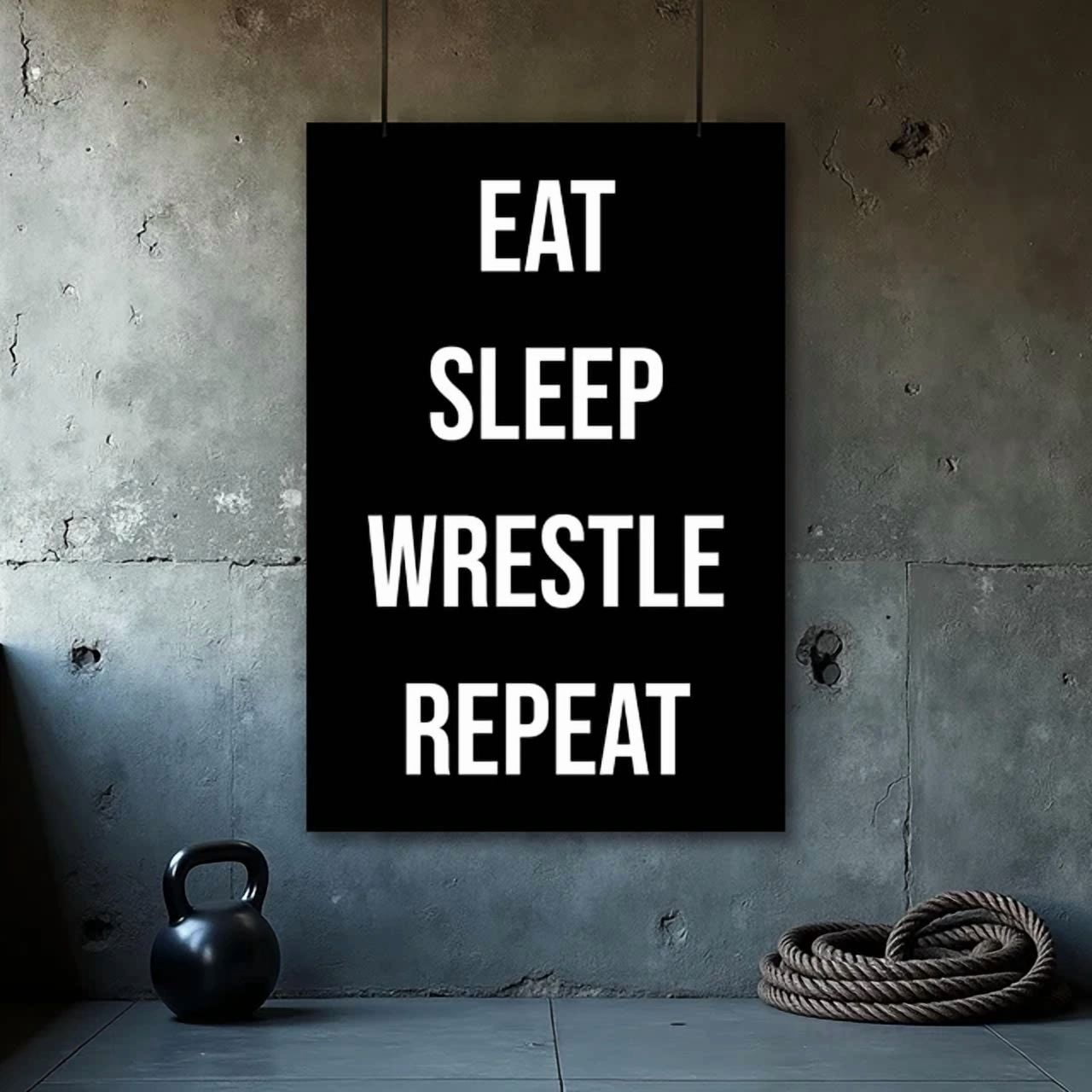 Dopaprint UNFRAMED PAPER POSTER Wrestling Poster - Motivational Eat Sleep Wrestle Repeat Wall ...