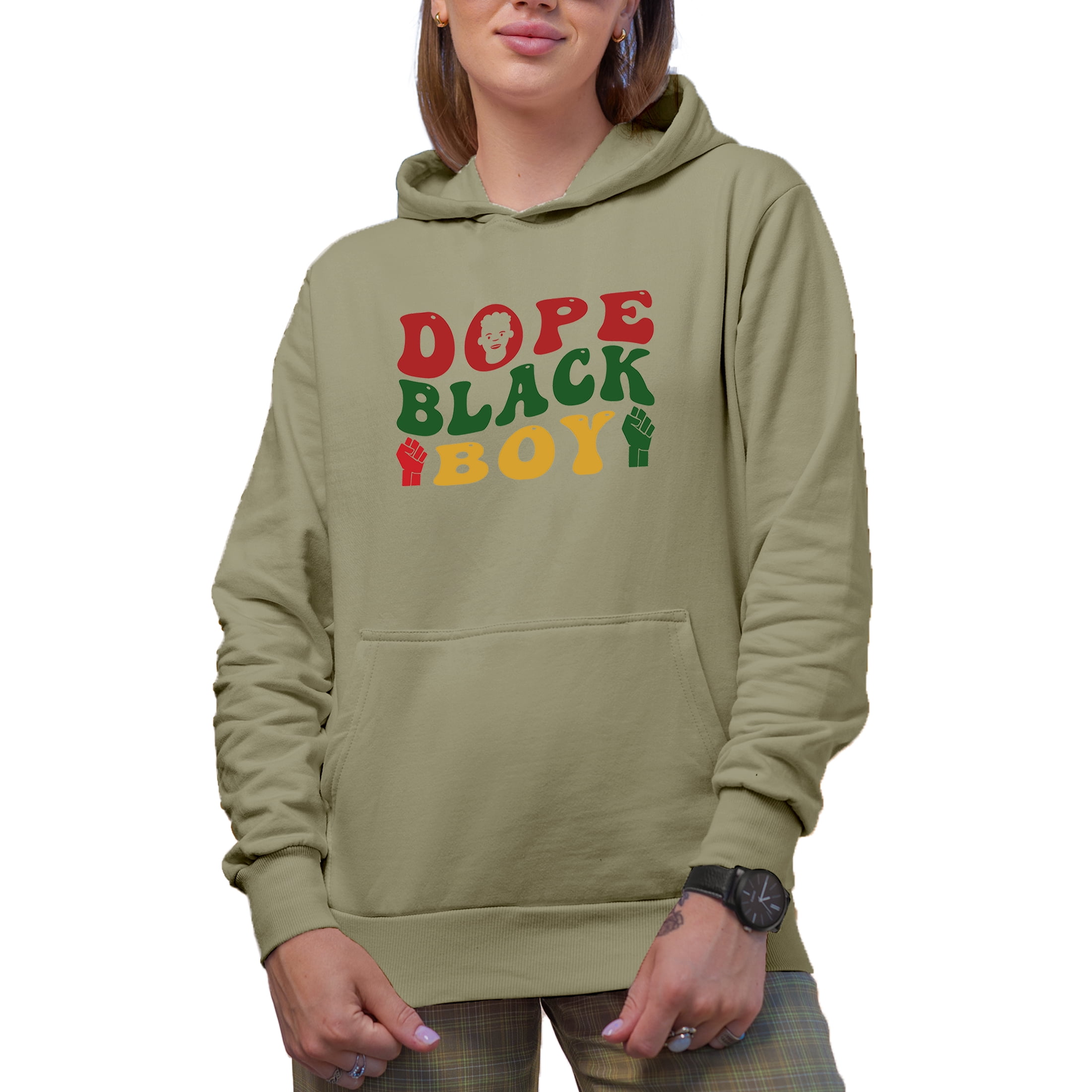 Dope Black Boy, Groovy Retro Wavy Text Merch Gift, Sand Hooded ...
