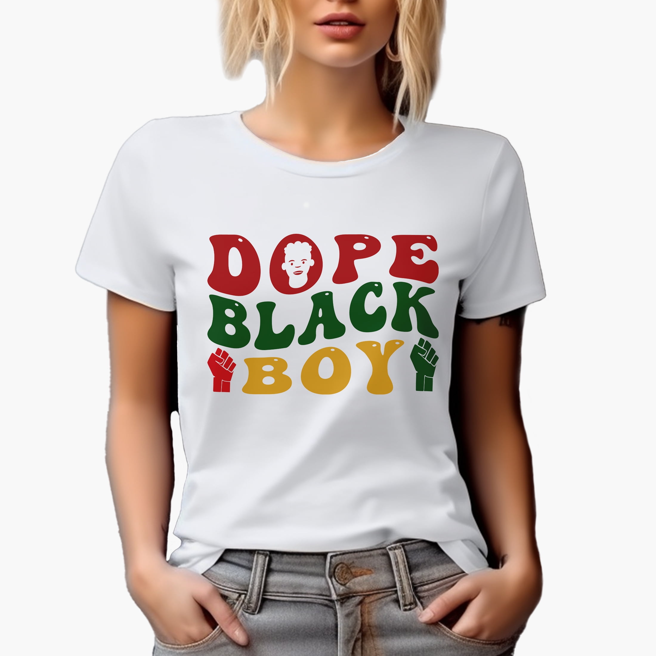 Dope Black Boy, Groovy Retro Wavy Text Merch Gift, White T-Shirt, 2XL ...
