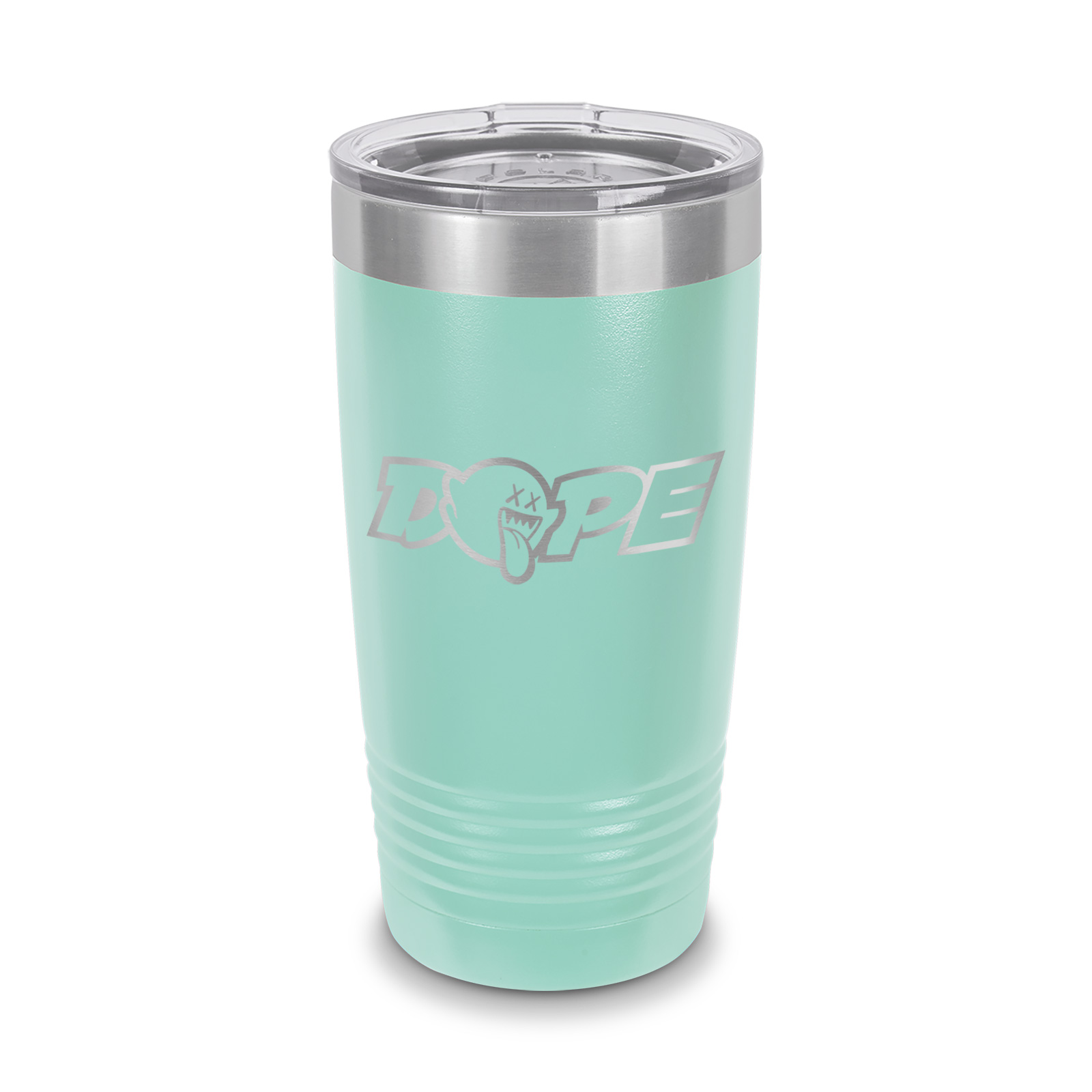 Dope Ghost Tumbler 20 oz - Laser Engraved w/ Clear Lid - Stainless ...